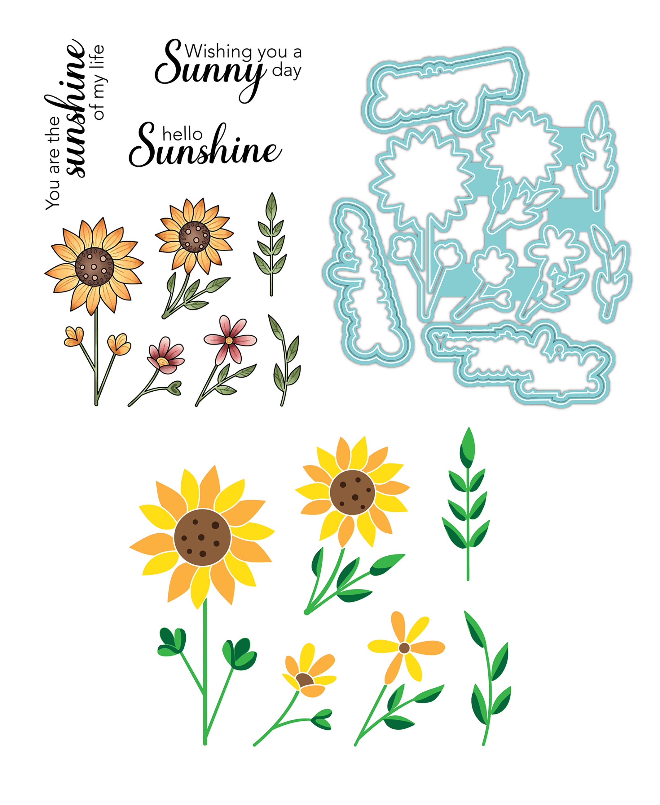 Hello Sunshine Stamps, Dies, and Layering Stencils Bundle – LDRS Creative