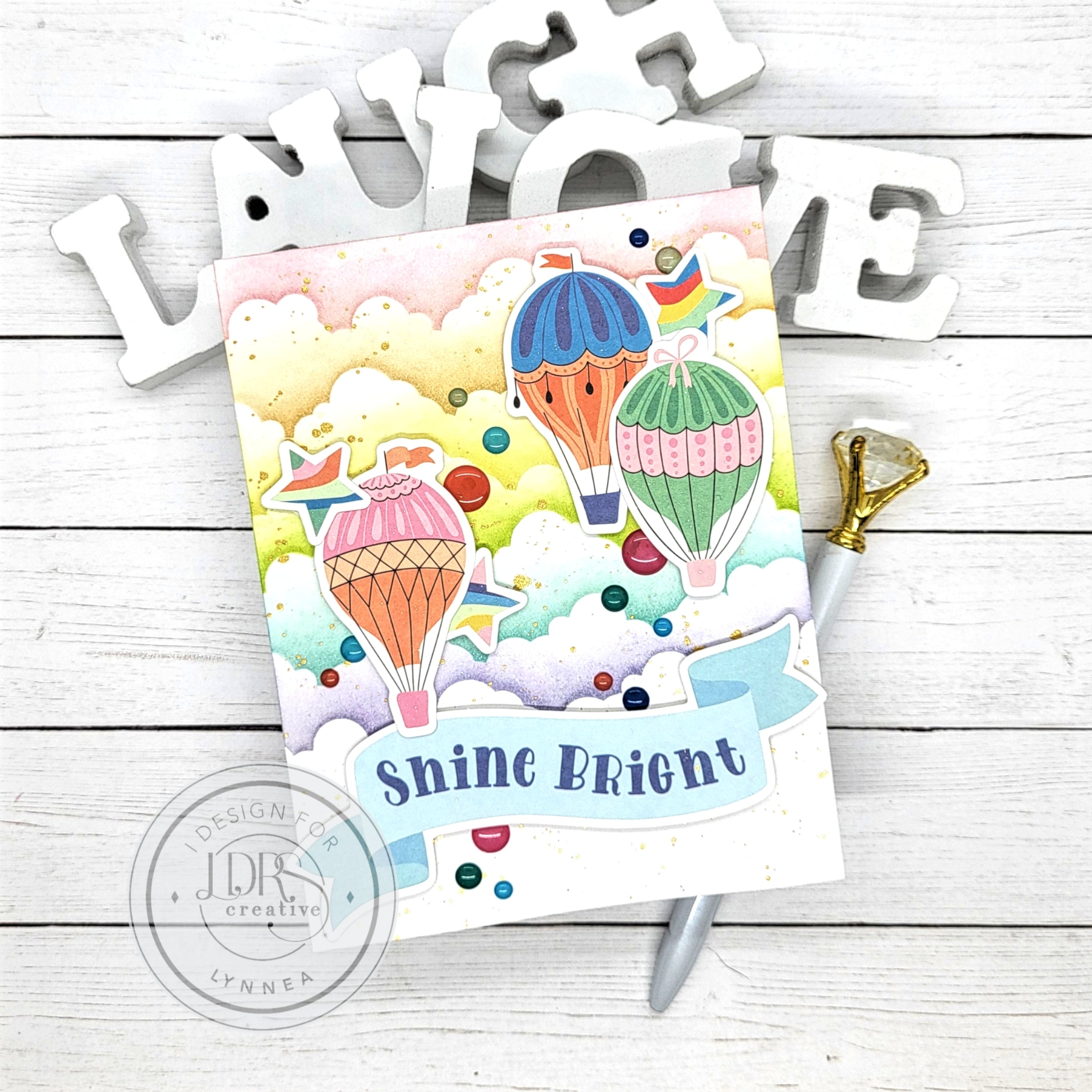 Rainbow Vibes Stenciled Card with Ephemera – LDRS Creative