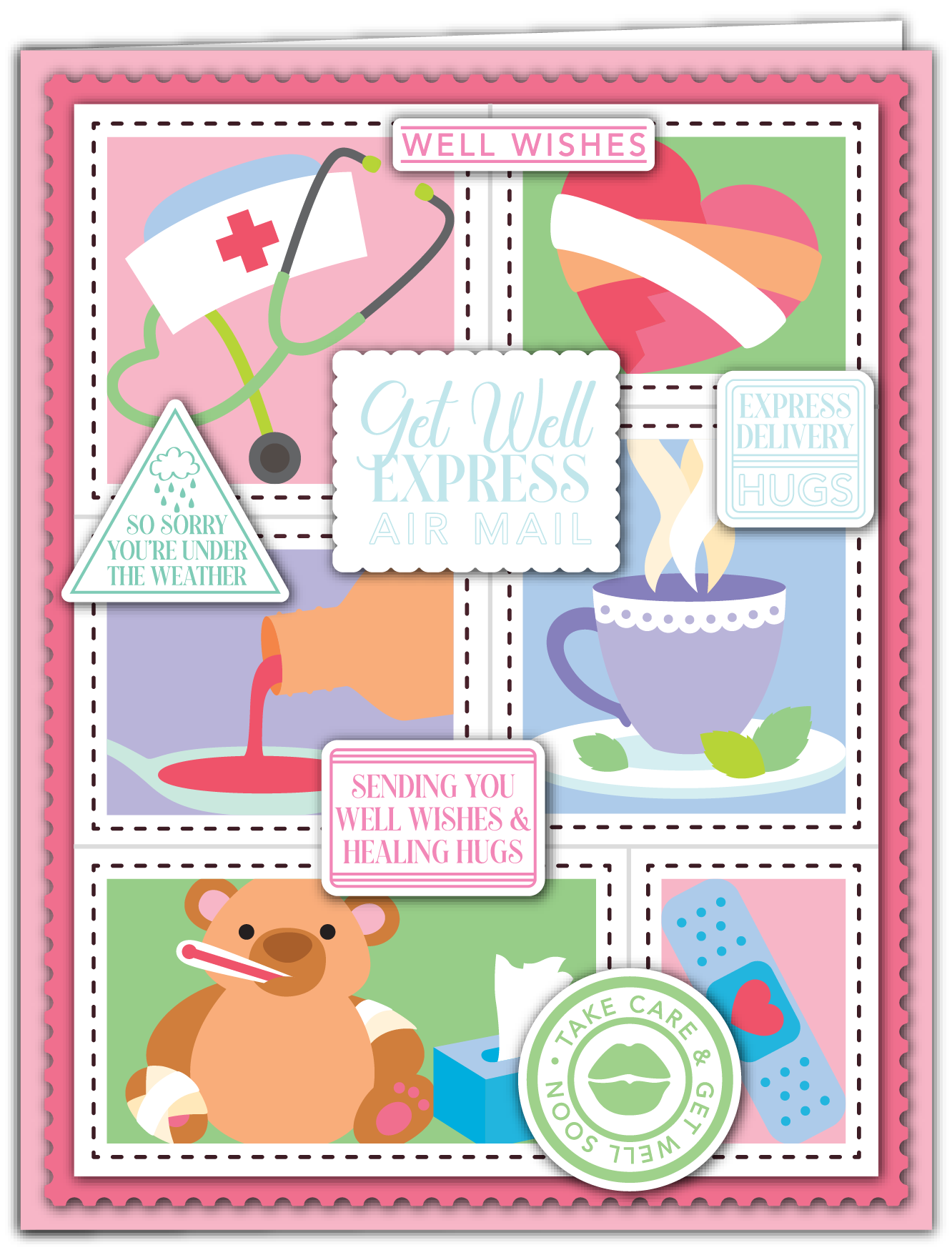 Get Well Soon Postage Collage Layering Stencils – LDRS Creative