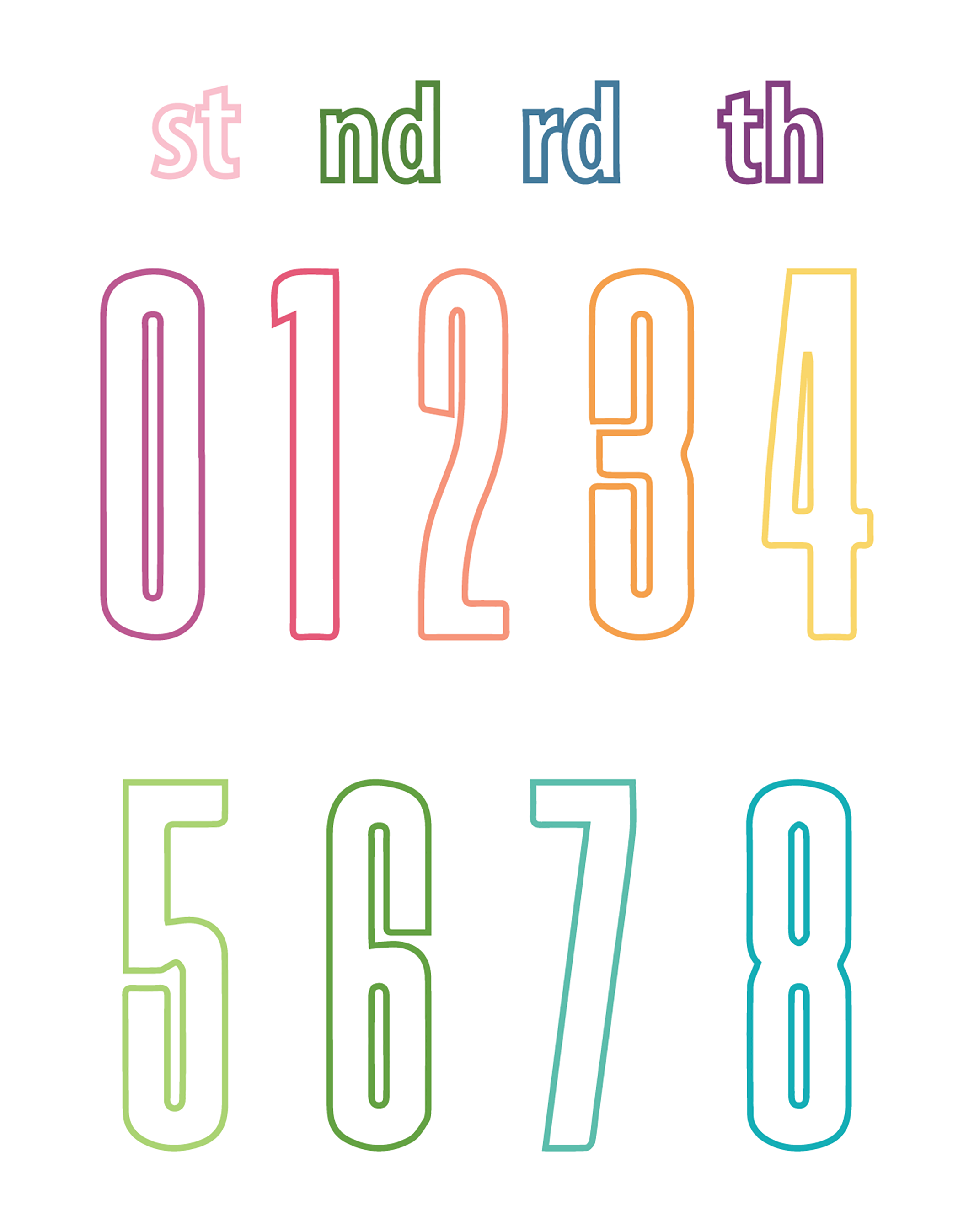 Jordan Outline Numbers 3x4 Stamps – LDRS Creative