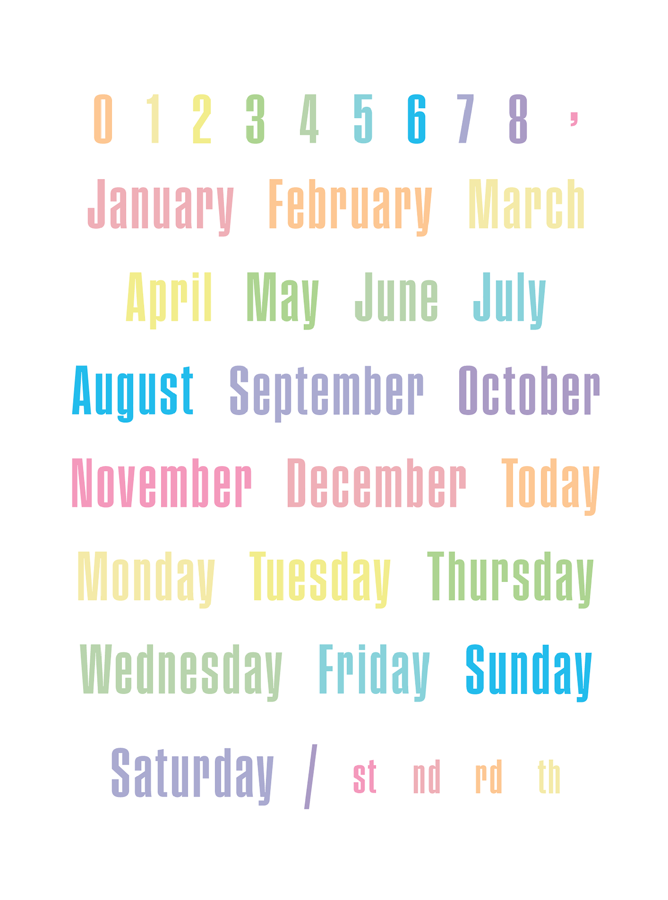 Jordan Months/Days of the Year 4x6 Stamps – LDRS Creative