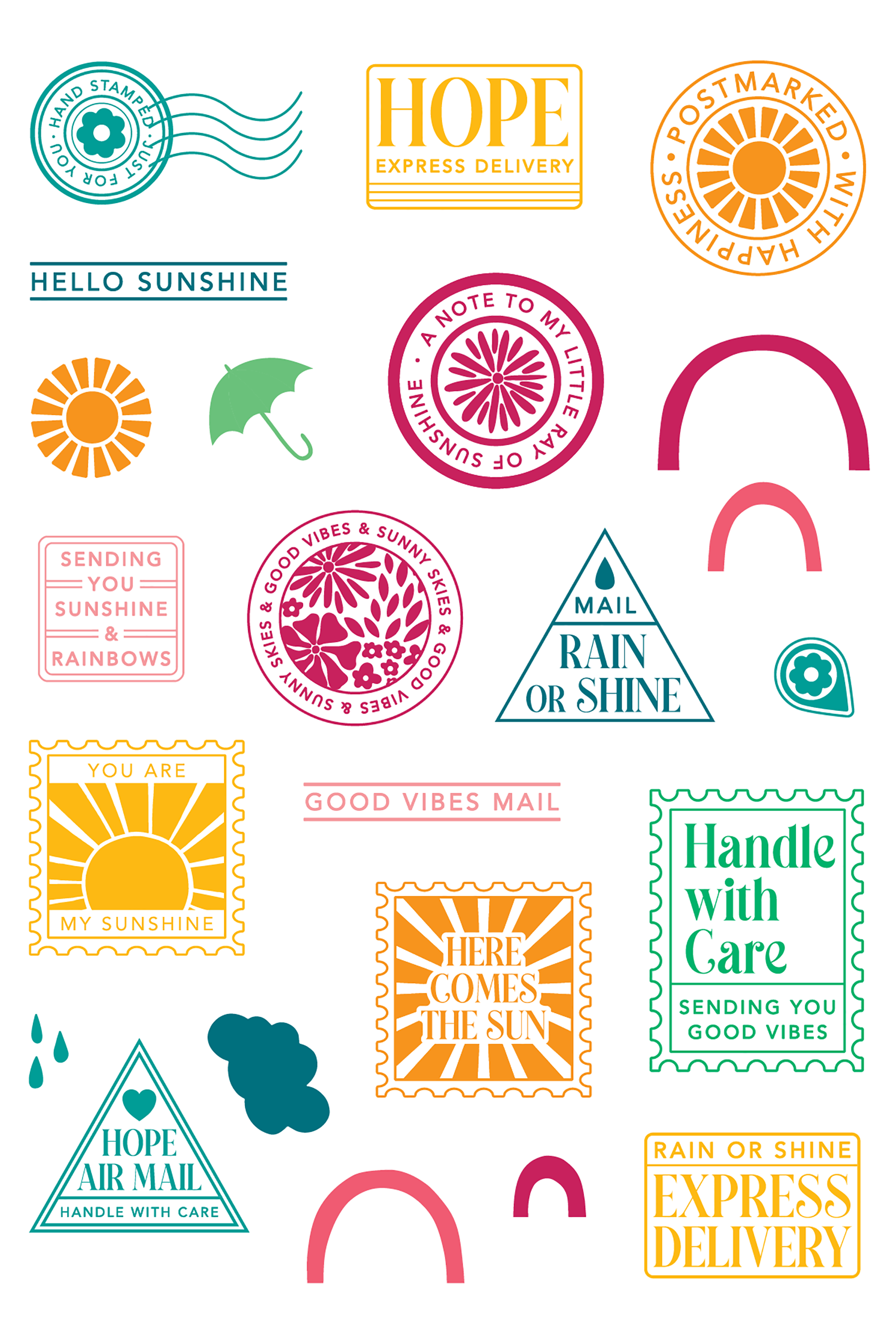 Here Comes the Sun Postage Collage 4x6 Stamps – LDRS Creative