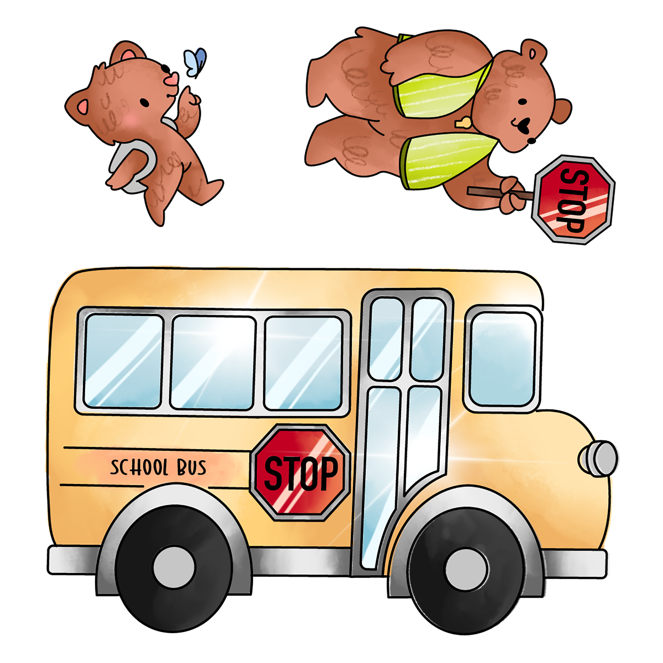 School Bus Pocket Pals 4x4 Stamps – LDRS Creative