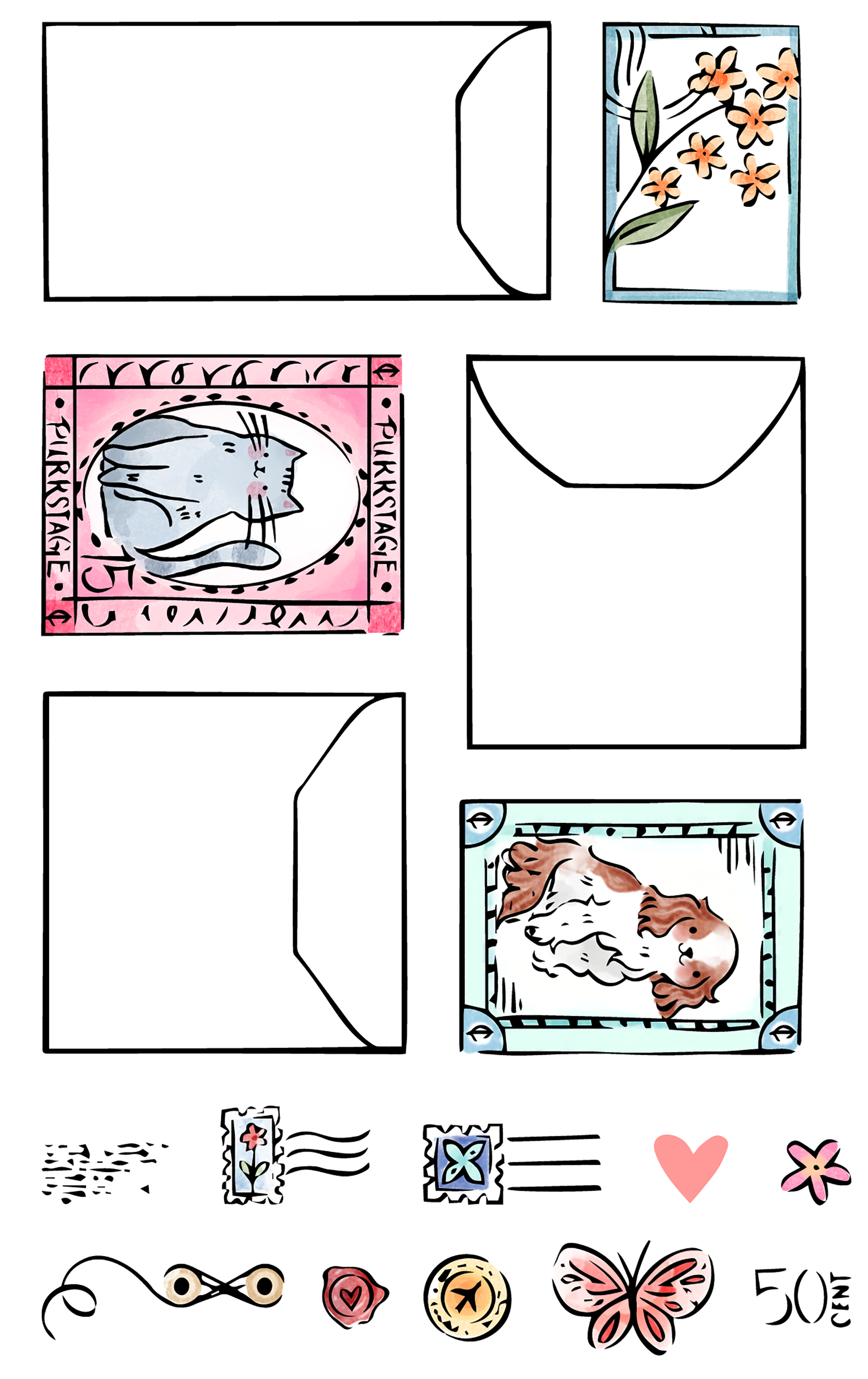 Envelope & Postage Collage 4x6 Stamps – LDRS Creative