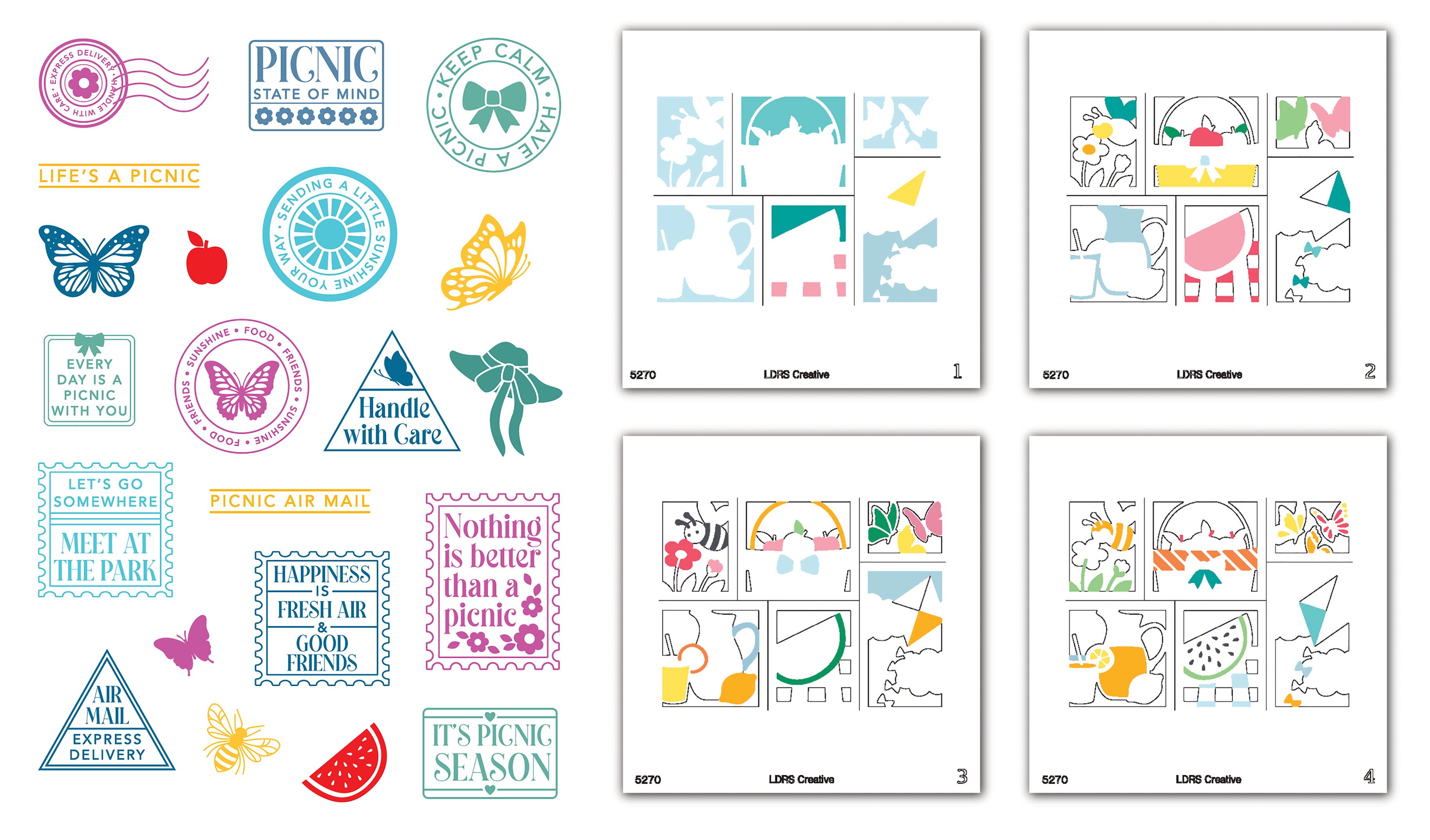 Picnic Postage Collage Stamps and Layering Stencils Bundle – LDRS Creative